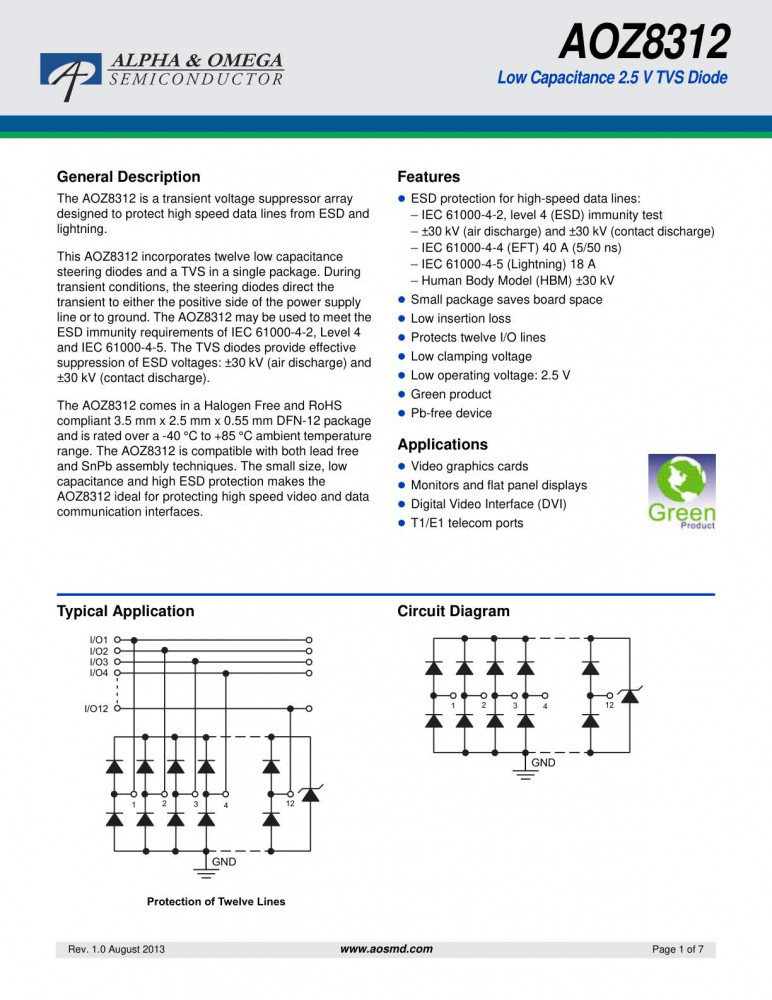 AOZ8312DI datasheet page 1