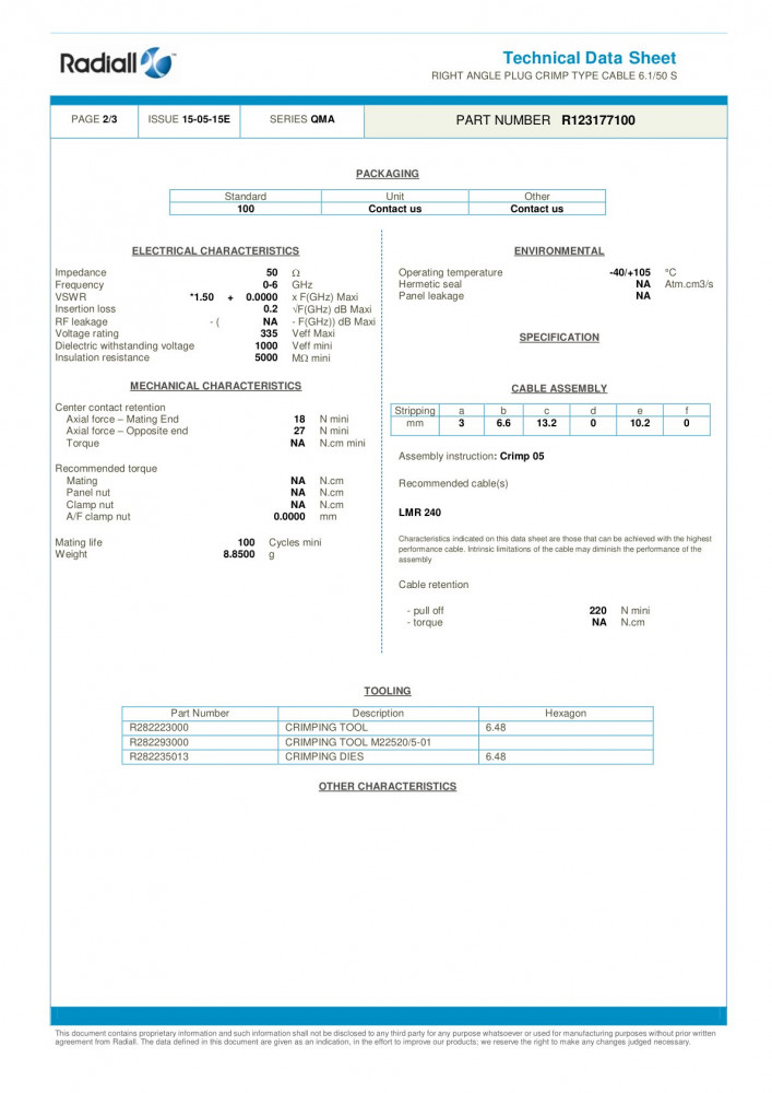 Radiall R123177100 QMA datasheet page 2