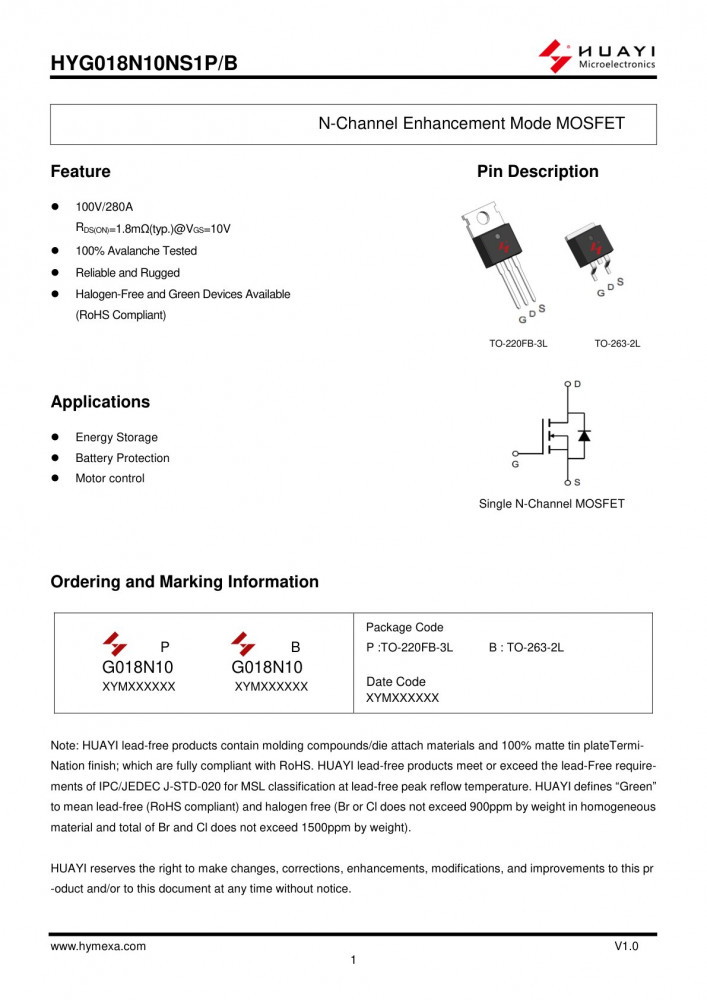 HYG018N10NS1P datasheet page 1