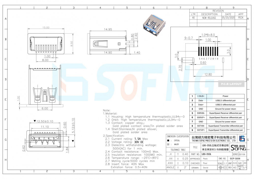 SOFNG U30-05DL technical drawing