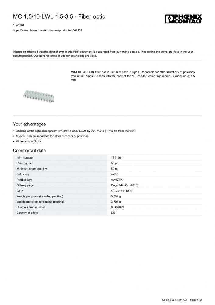 Phoenix Contact 1841161 technical document page 1