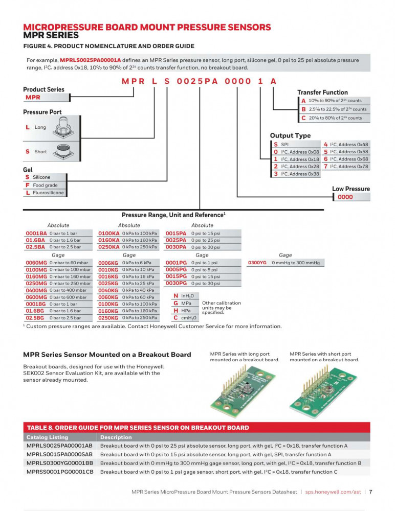 Honeywell MPR Series datasheet page 7