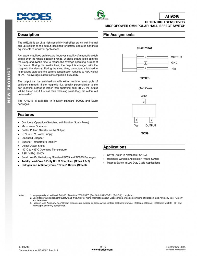 AH9246 datasheet page 1