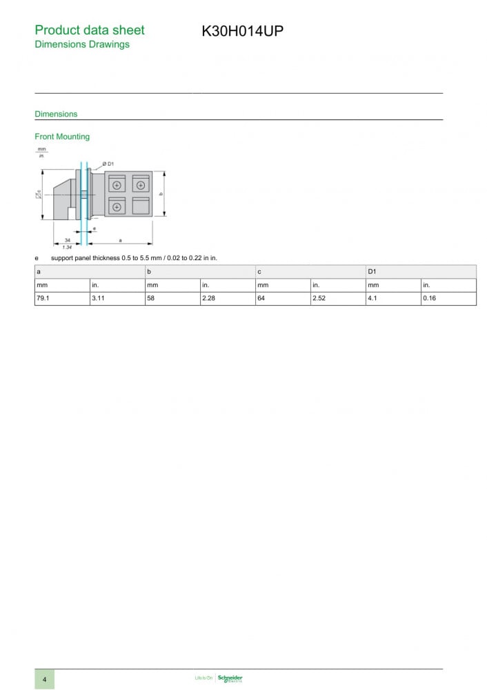 K30H014UP technical document page 4