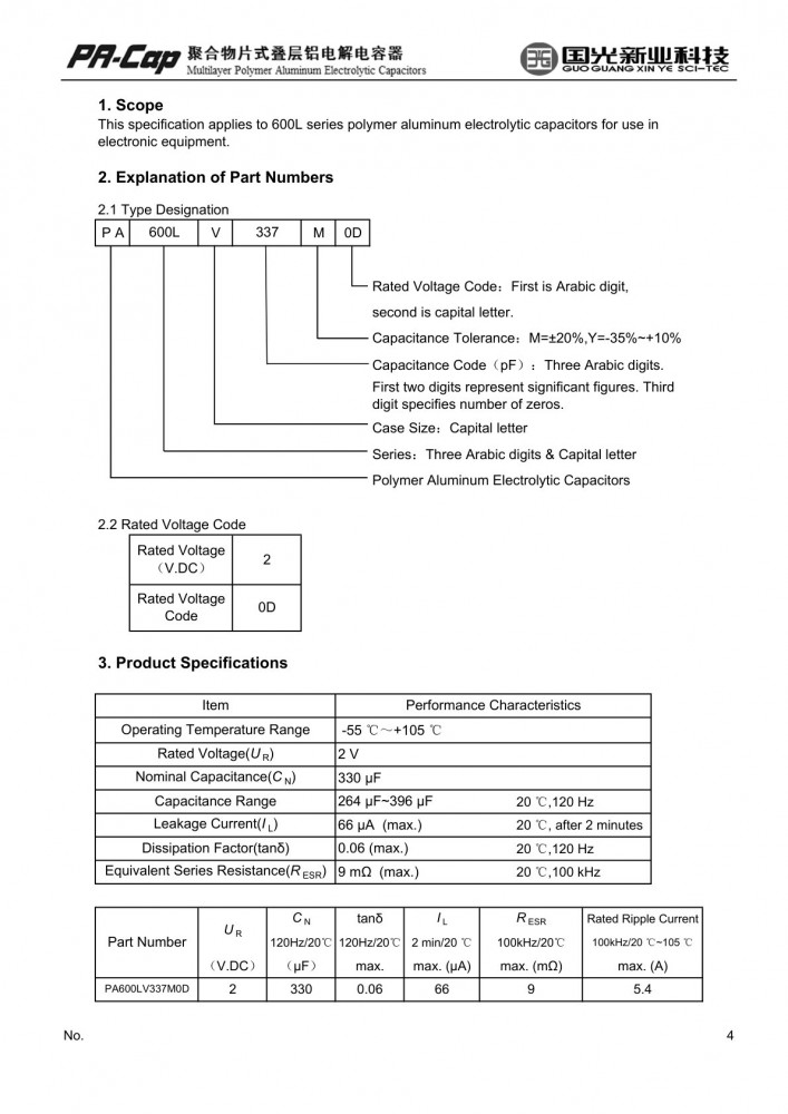 PA600LV337M0D specification page 4
