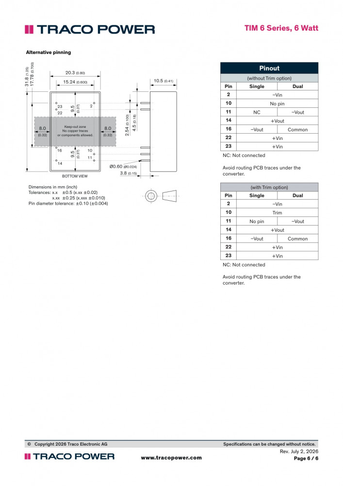 TIM 6 series technical document page 6