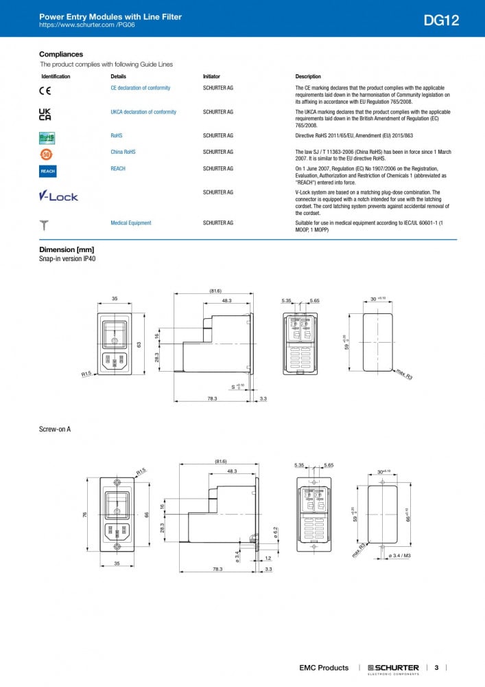 SCHURTER 3-134-976 datasheet page 3