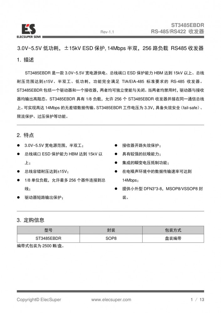 ST3485EBDR datasheet page 1