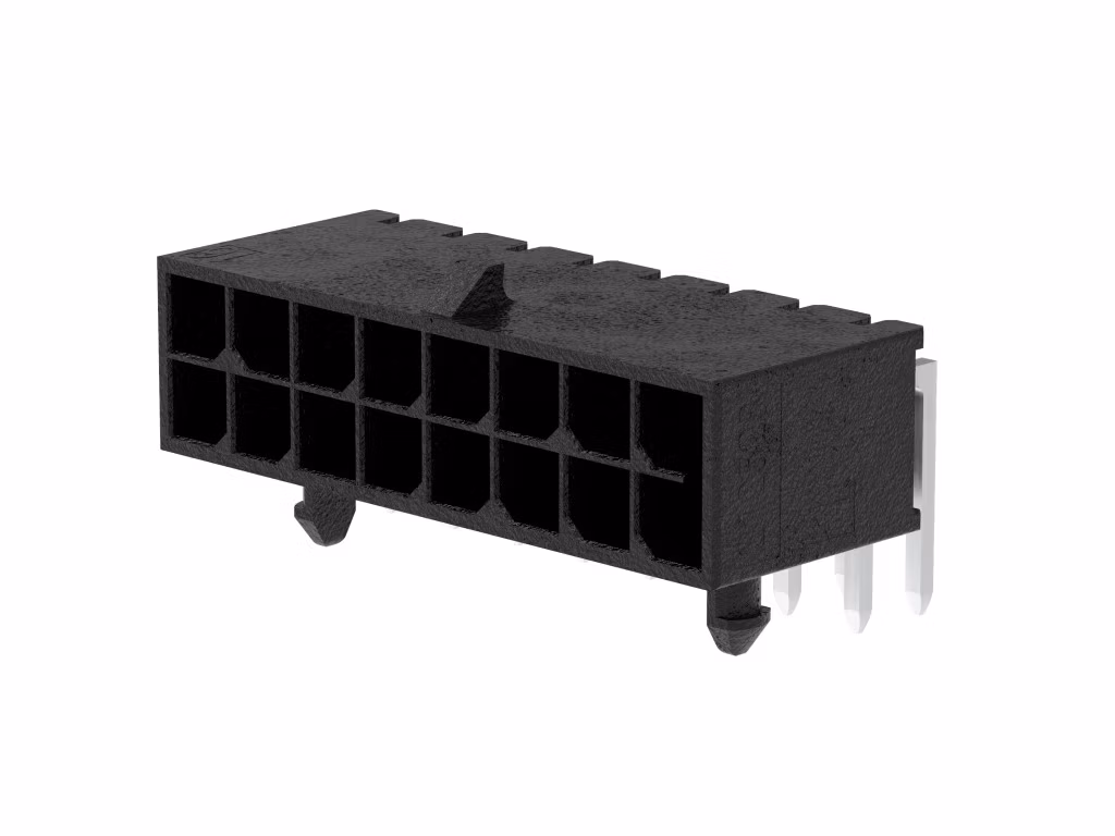 Micro-Fit+ Right-Angle Header, Through Hole, 3.00mm Pitch, Dual Row, 12 Circuits, 1.52µm Matte Tin (Sn) Plating, Glow-Wire Capable, Black