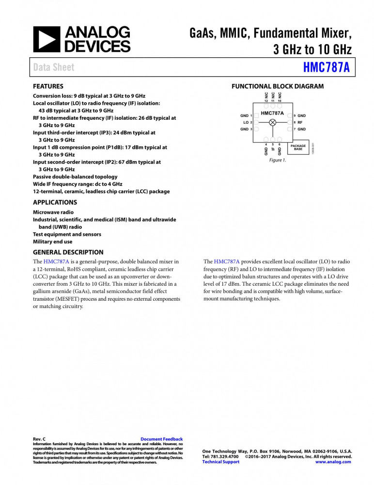 HMC787A datasheet page 1
