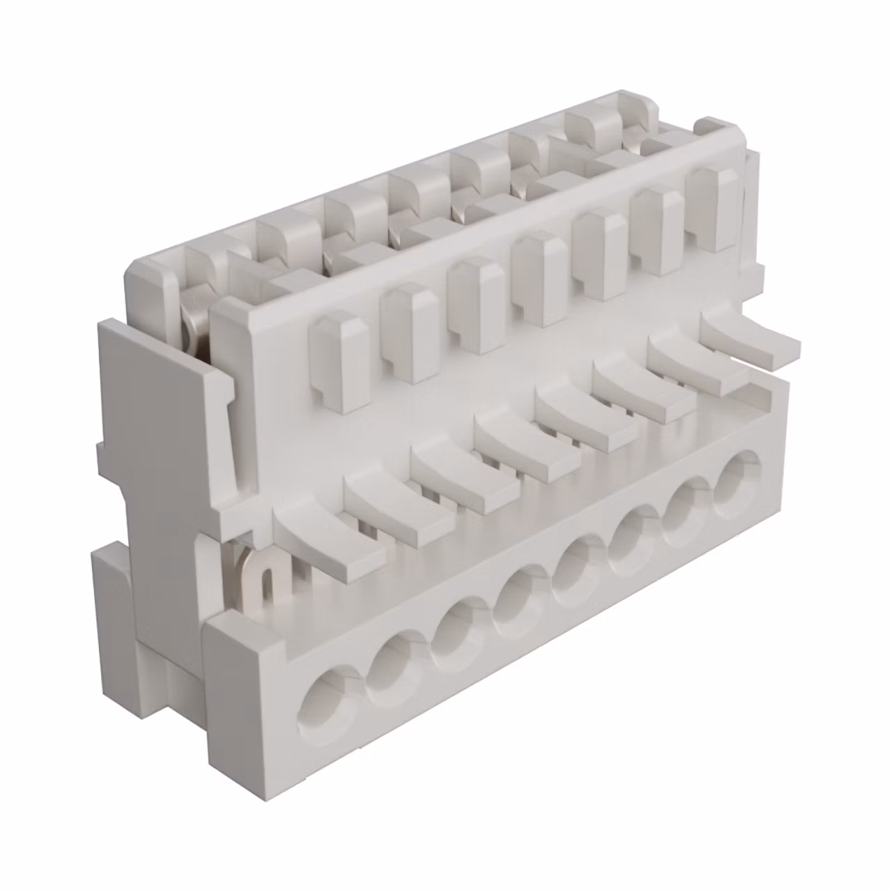 Appli-Mate RAST 2.5 IDT Housing, 2.50mm Pitch, with Side Latches, Female, 8 Circuits, Position Keys A & I Removed, Polarizing Ribs Between 1/2 and 6/7 for sale