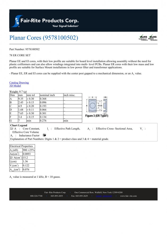 Fair-Rite 9578100502 technical document preview