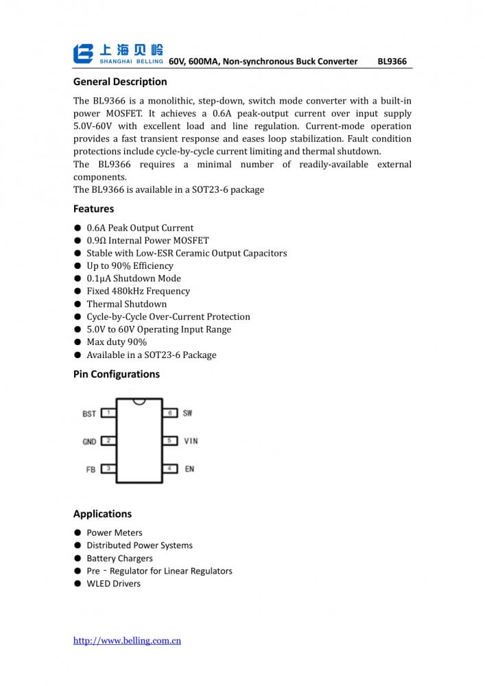 BL9366 datasheet page 1