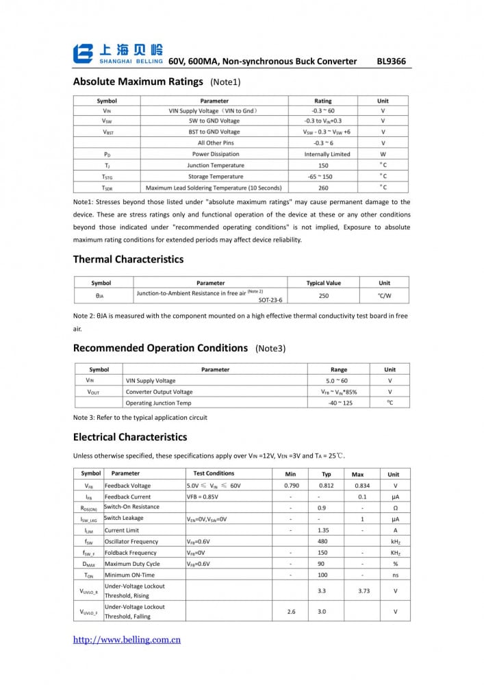 BL9366 datasheet page 3