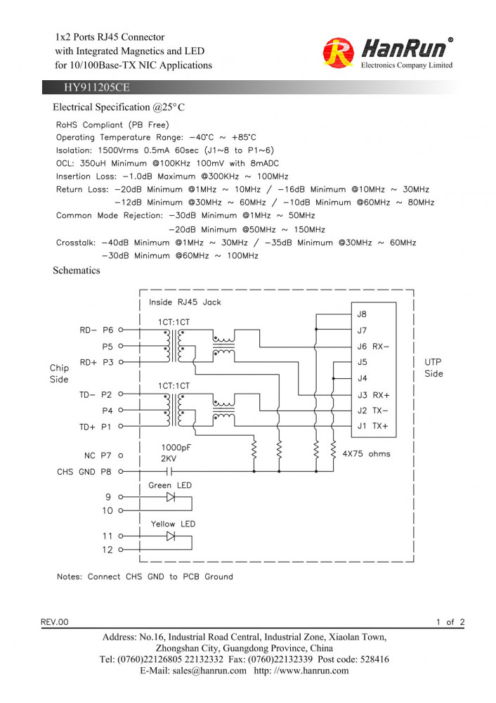 HY911205CE datasheet electrical specifications and schematic