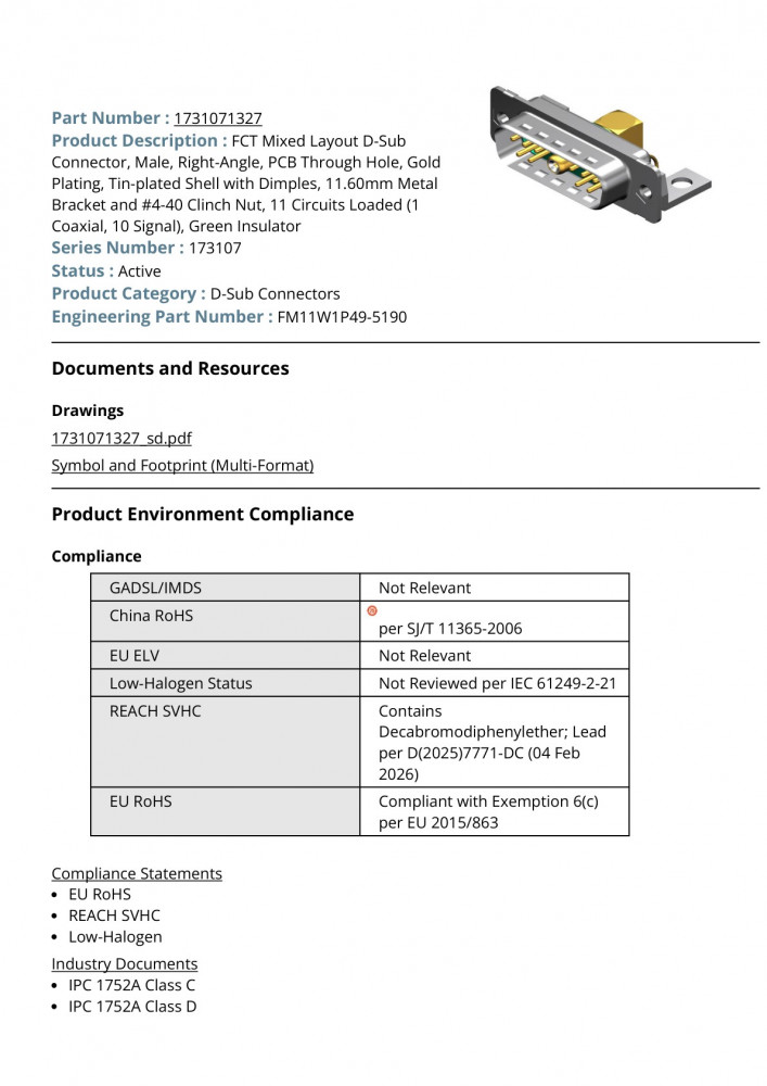 MOLEX 1731071327 drawing preview, page 1