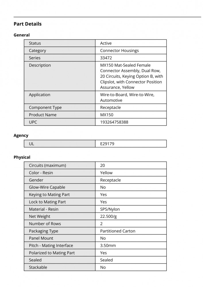 Technical document page 2 for MOLEX 334720200