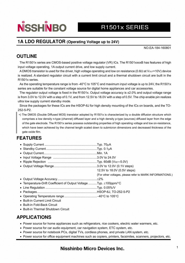 R1501 datasheet page 1