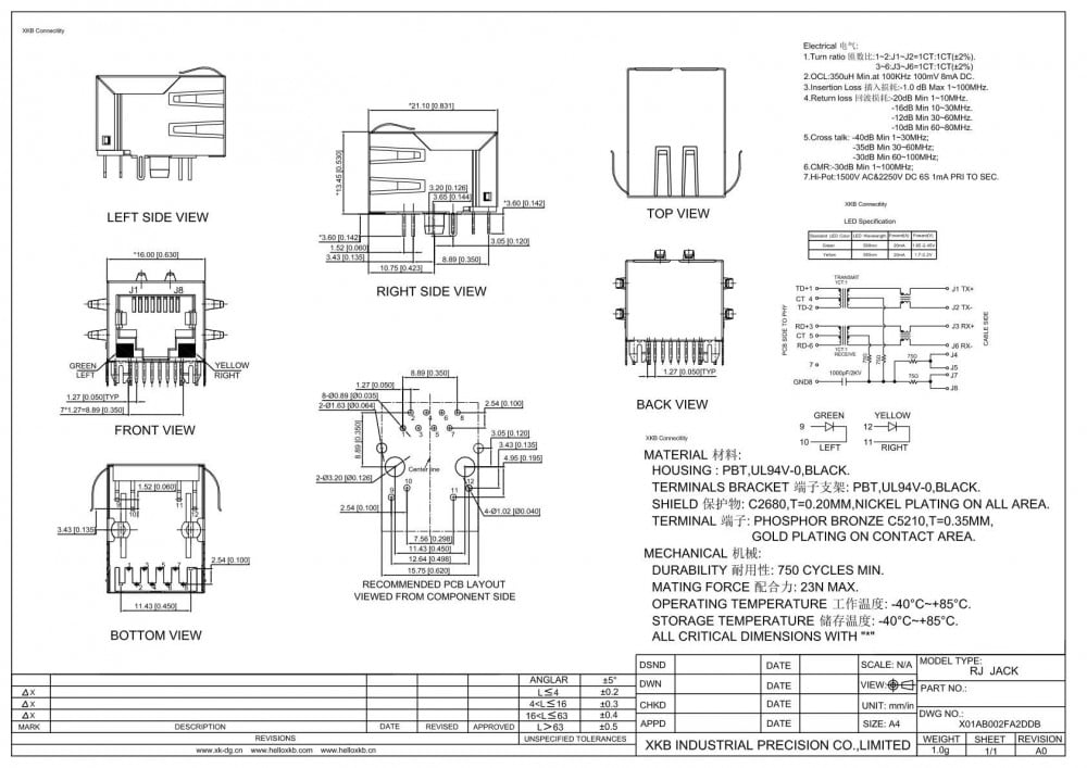 X01AB002FA2DDB technical drawing page