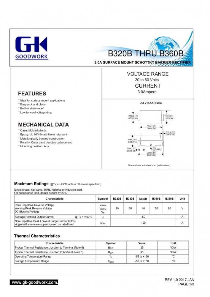 GOODWORK B330B datasheet page 1
