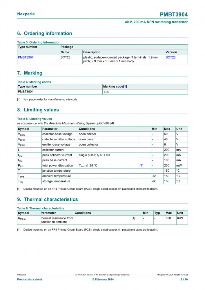 PMBT3904 datasheet page 2