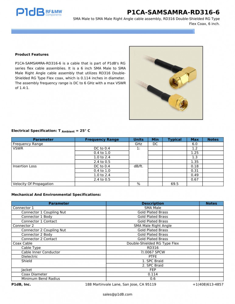 P1CA-SAMSAMRA-RD316-6 product documentation image, page 1