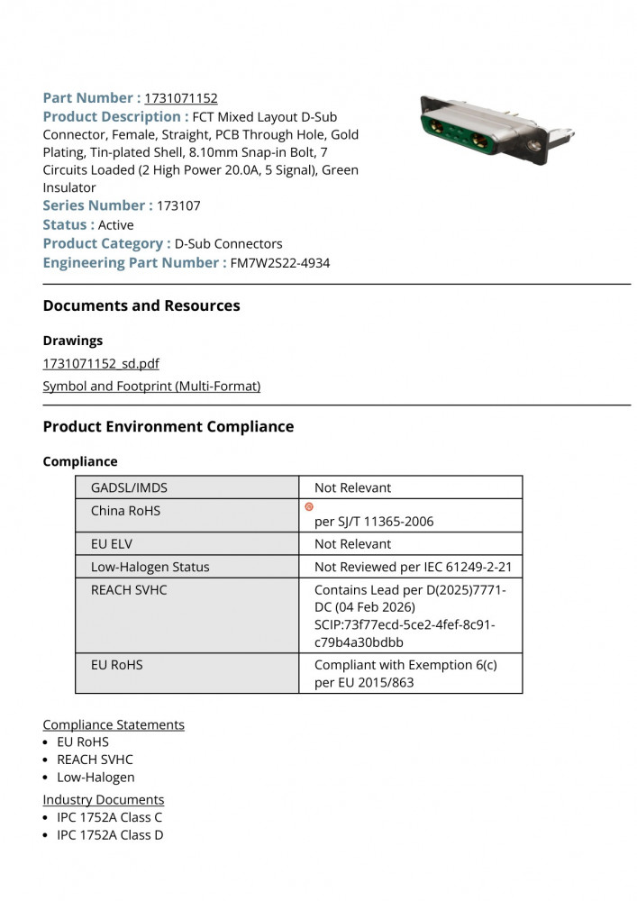 MOLEX 1731071152 drawing preview, page 1