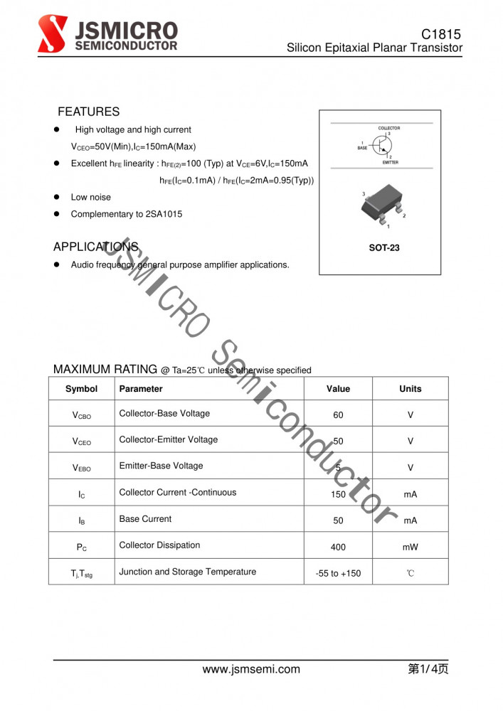 JSMSEMI C1815 datasheet page 1