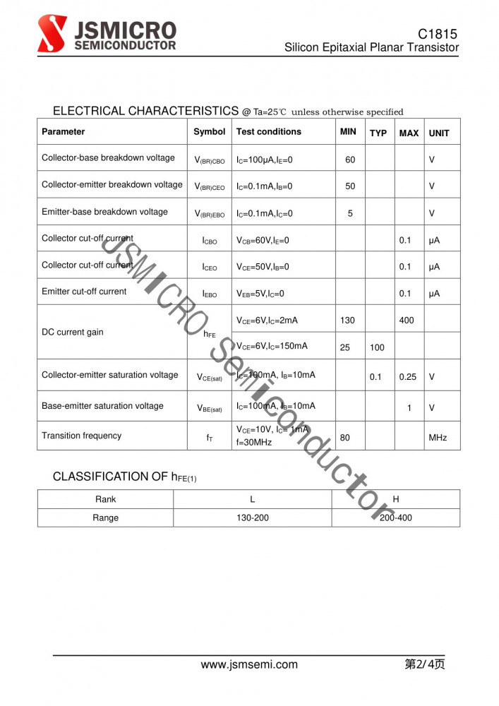 JSMSEMI C1815 datasheet page 2