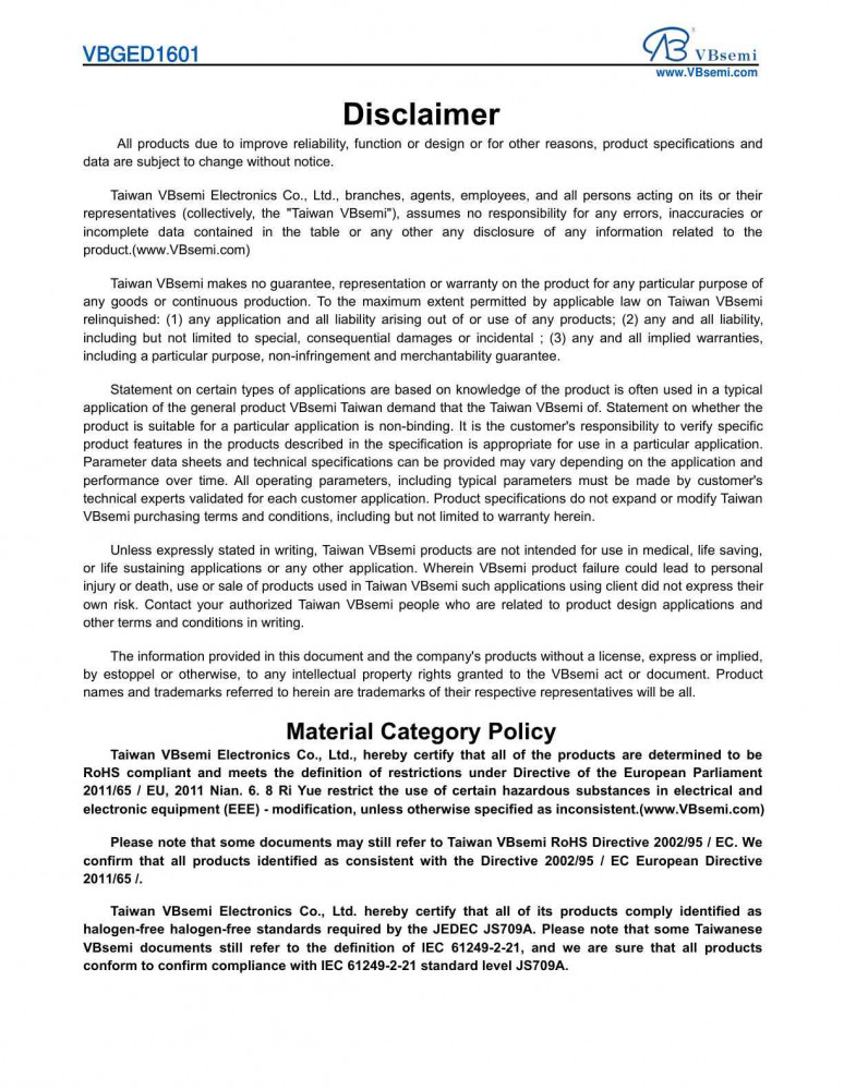 VBGED1601 datasheet page 7