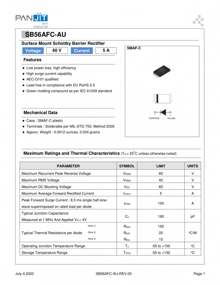 SB56AFC-AU datasheet page 1