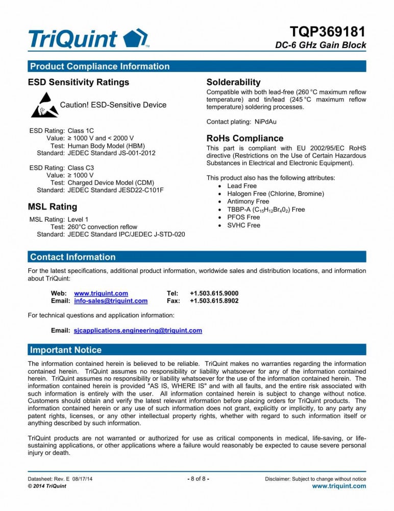 TQP369181 datasheet page 8