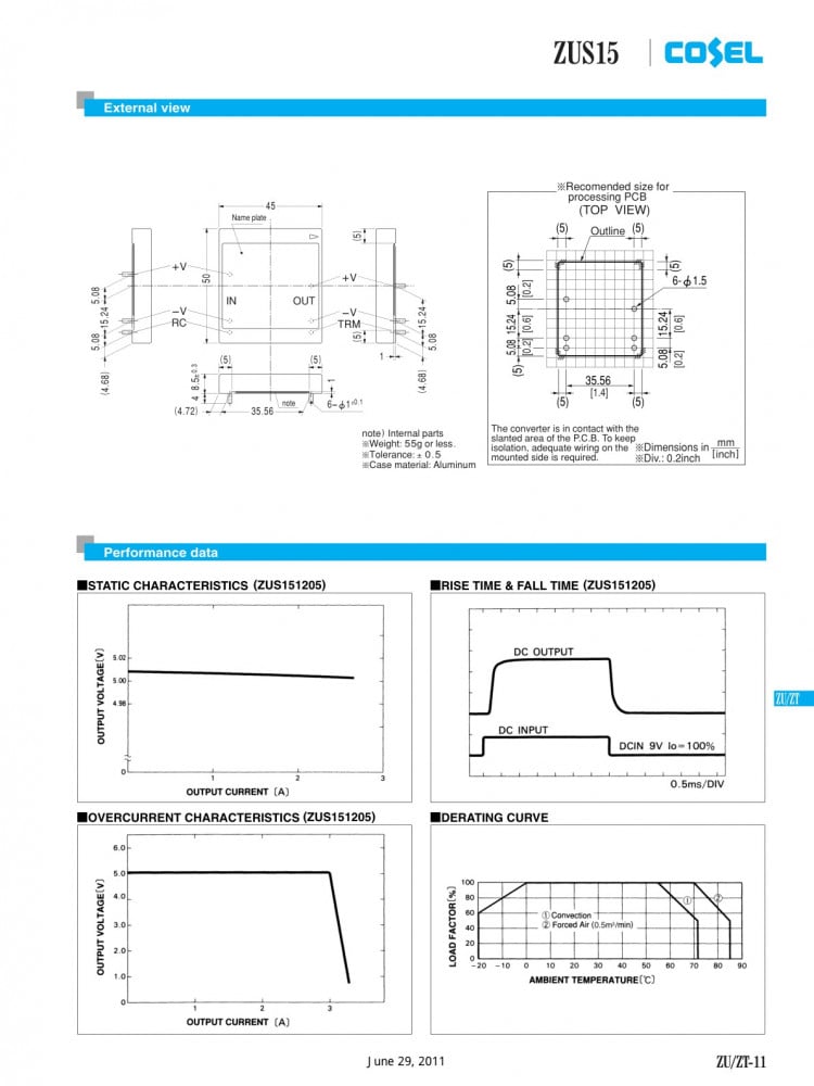 Cosel ZUS series technical page 10
