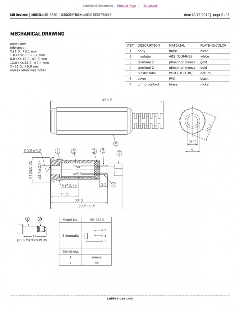CUI MR-3530 datasheet page 2