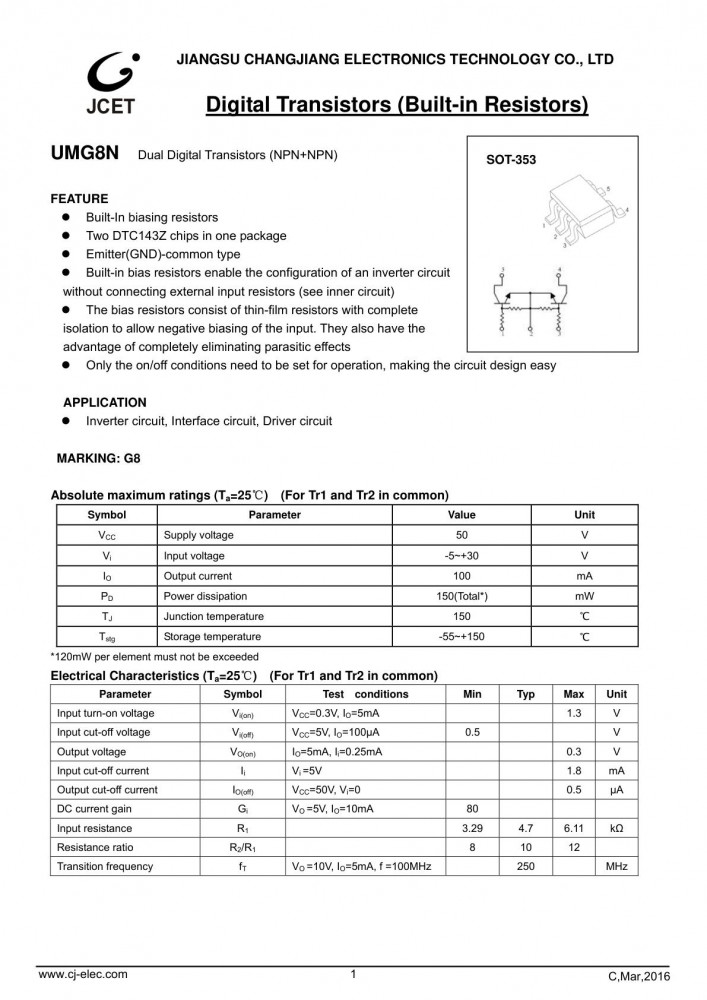 UMG8N datasheet page 1