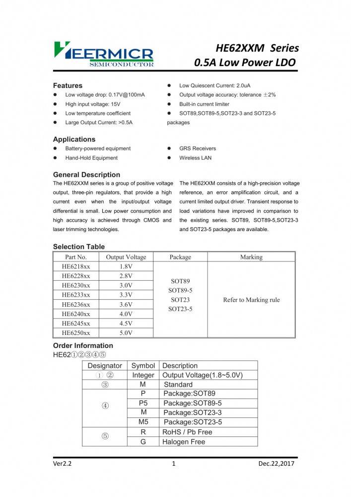 HE6233MPR datasheet page 1