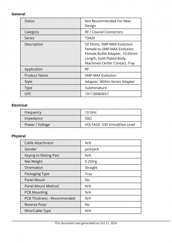 Product document page 2 for MOLEX 734206260