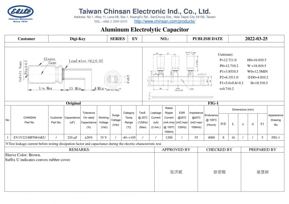 Chinsan EV series datasheet page 9