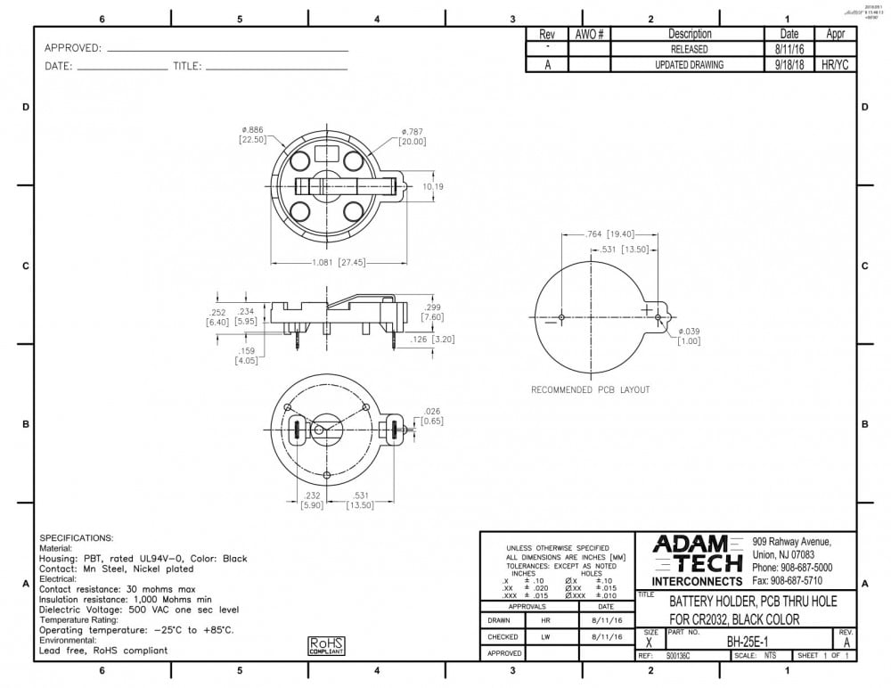 ADAM TECH BH-25E-1 product drawing