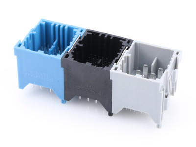 stAK50h 3 Bay Vertical Hybrid Header, 87 Circuits, Bay 1: 32 Circuits/Key 4/Purple; Bay 2: 28 Circuits/Key 1/Dark Gray; Bay 3: 27 Circuits/Key 1/Black; Tube