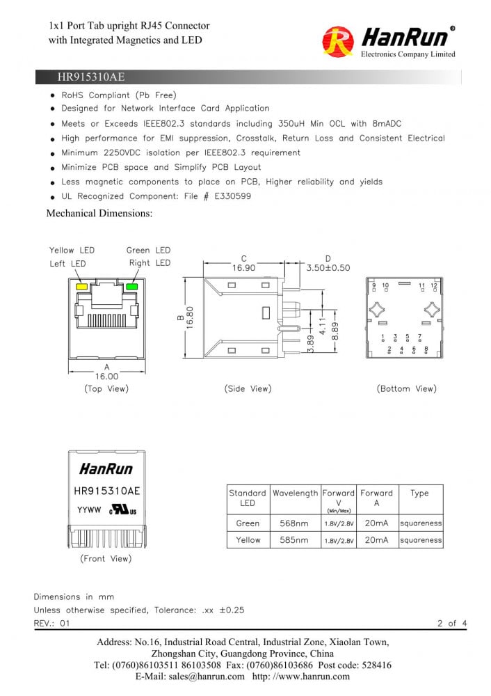 HR915310AE datasheet page 2