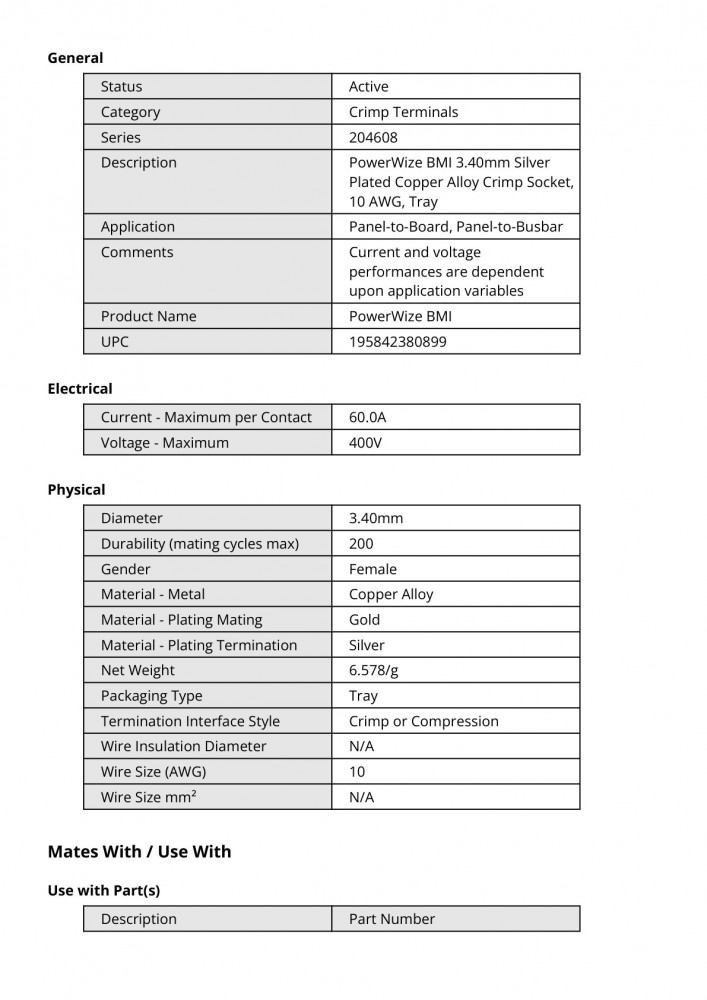 Technical document page 2 for product reference