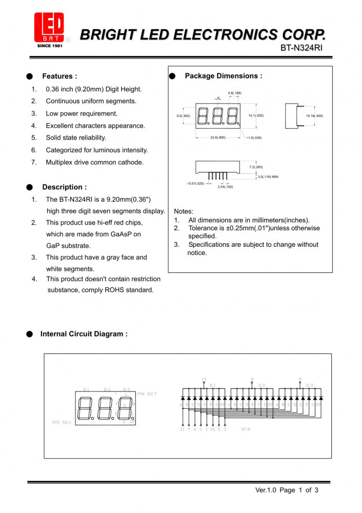 BT-N324RI datasheet page 1