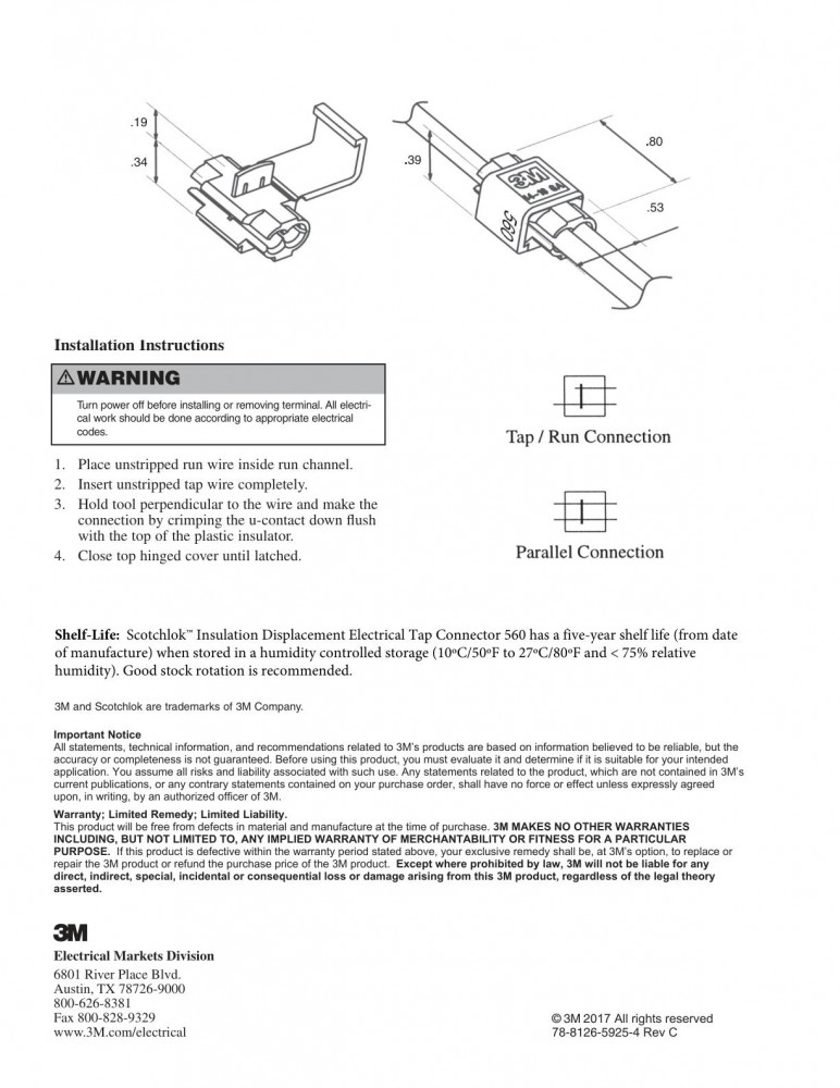 3M Scotchlok 560-BULK technical data sheet page 2