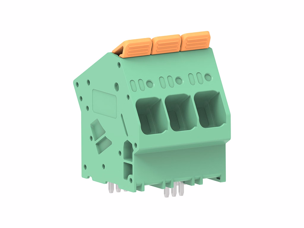 10.00mm Pitch Lever Activated Fixed Mount PCB Terminal Block, 35° Wire Entry, Left Rear Terminal, 3 Circuits for sale