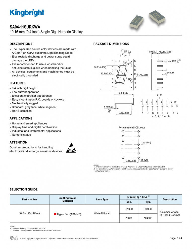 SA04-11SURKWA datasheet page 1