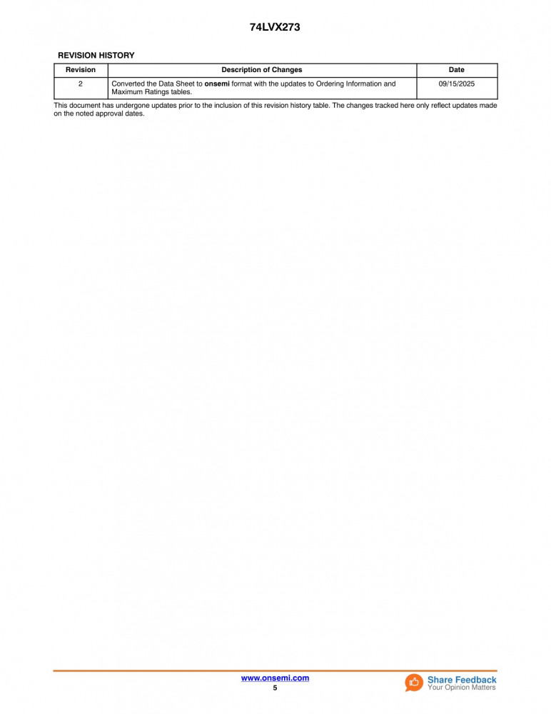 74LVX273 datasheet page 5