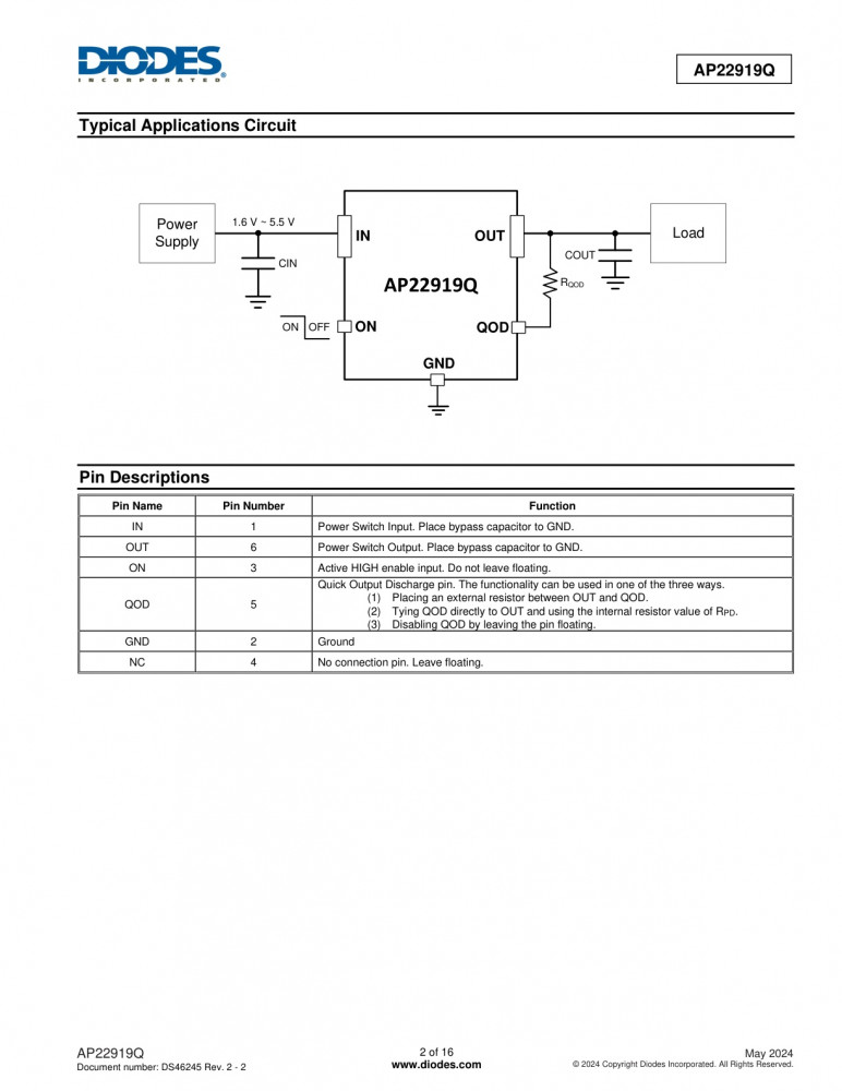 AP22919QDW-7 datasheet page 2