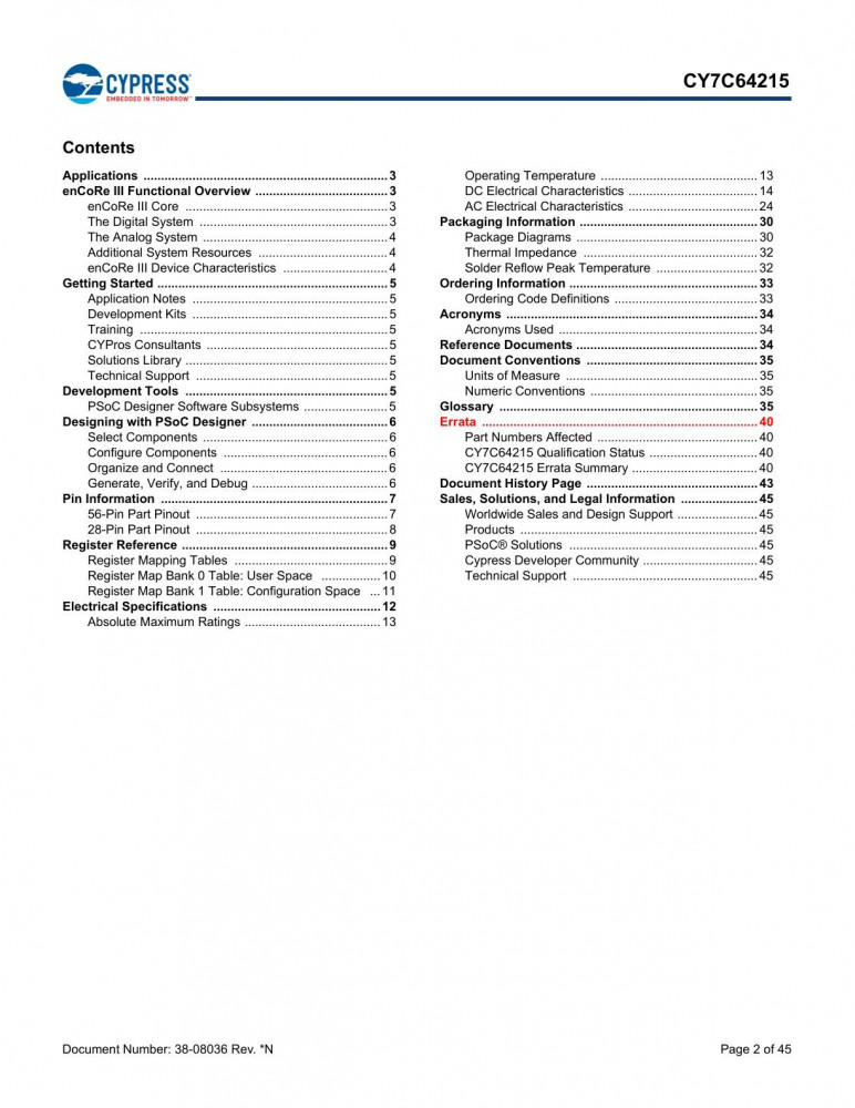 CY7C64215 document page 3