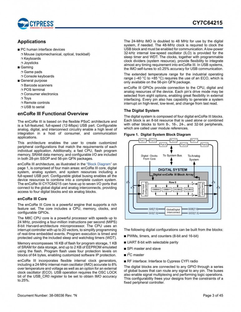 CY7C64215 document page 4
